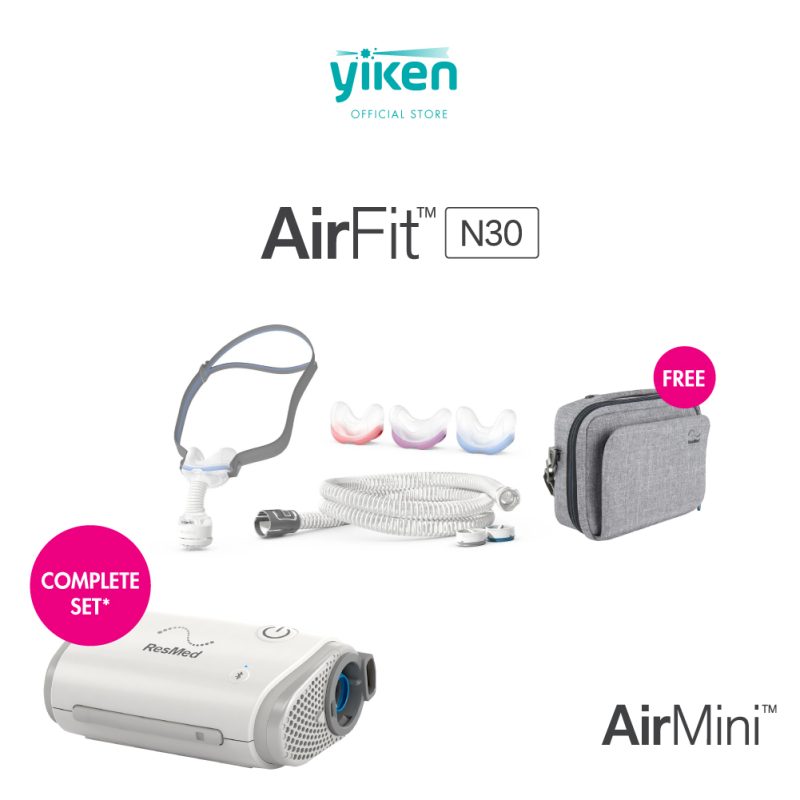 ResMed AirMini™ Portable CPAP Machine + AirFit N30 Mask + Set Up Pack ...