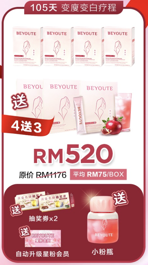 Beyoute – 4 Boxes Beyoute Free 3 Boxes Beyoute, 2 Lucky Draw Vouchers ...